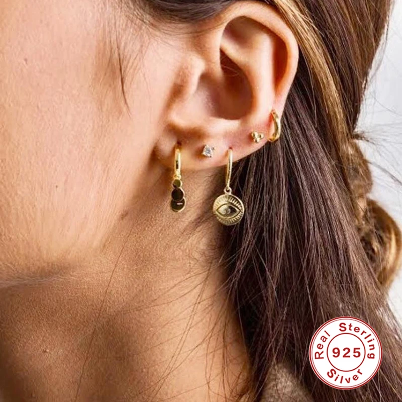 S925 Silver Devil's Eye Diamond Sterling Silver Earrings Earrings ...