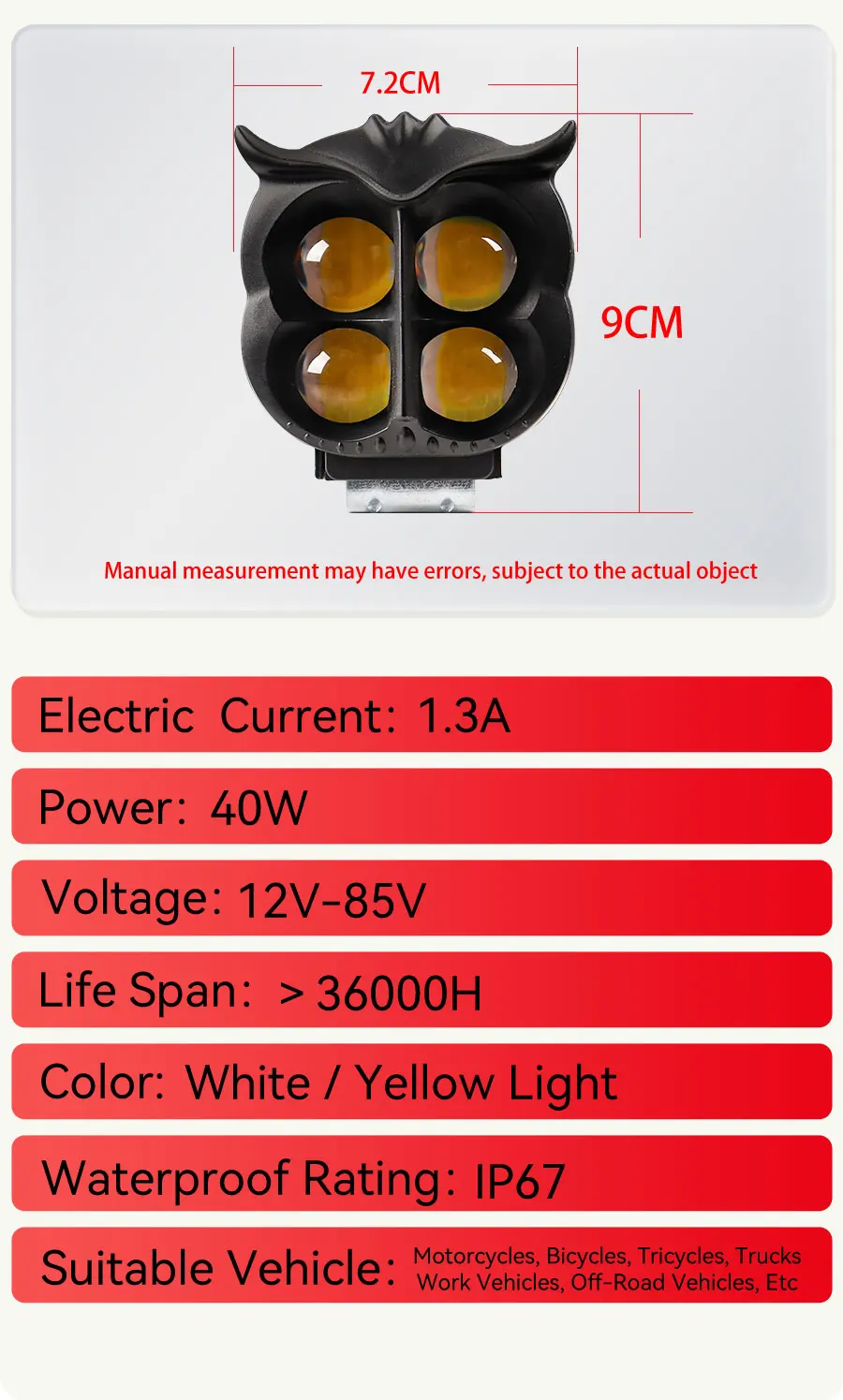 12v-85v Led Work Lamp White/yellow Multi Color Strobe Light Ip67 Waterproof Car Spot Lights For ...
