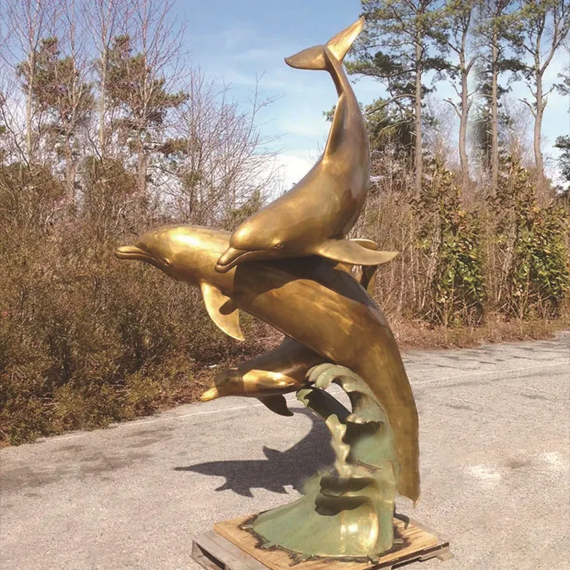 Life Size Outdoor Garden Decor Antique Metal Sculptures Bronze Dolphin ...