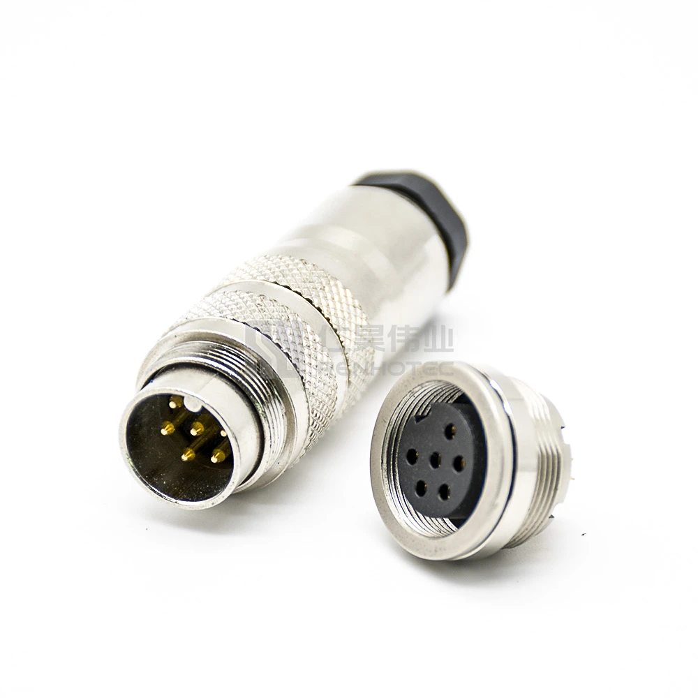 M16 Female Circular Connector 6 Pin Male Female Threaded Connector ...