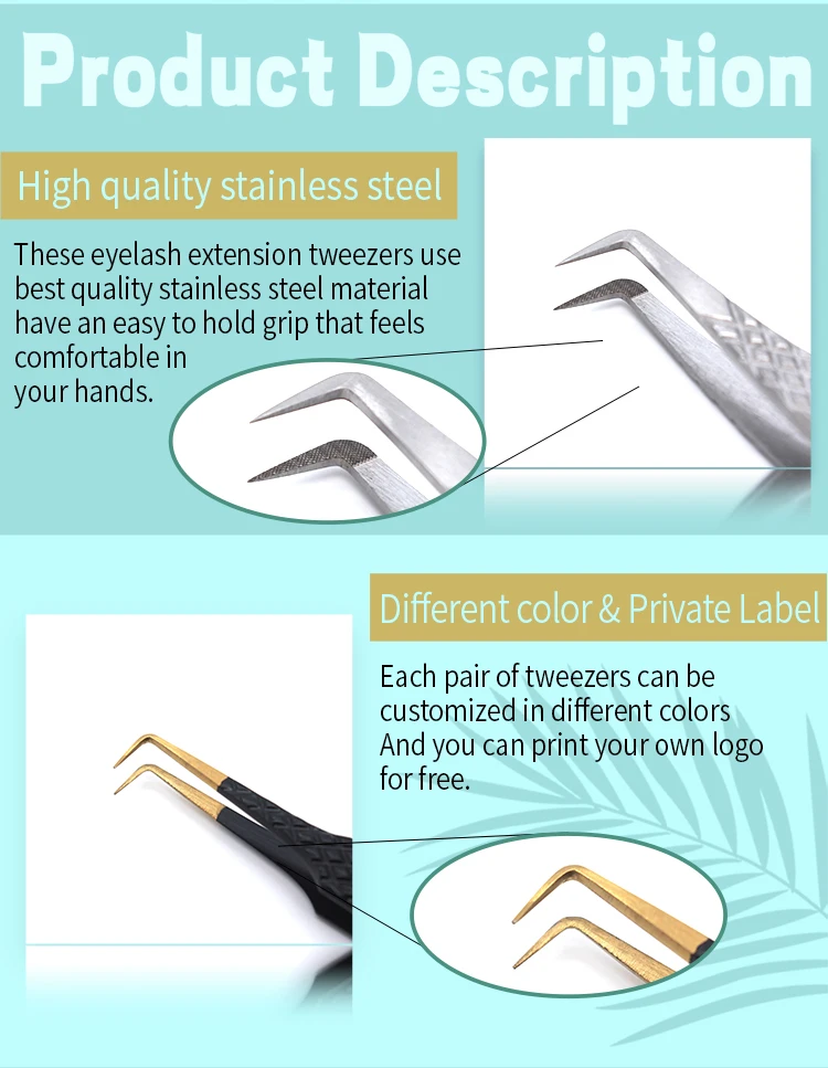 Custom Logo Oem Wholesale Tip Eyelash Extension Tweezers Set - Buy ...