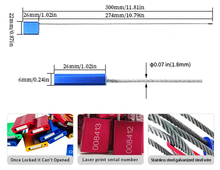 Customs Adjustable Safety Shipping Container Door Cable Seal Security ...