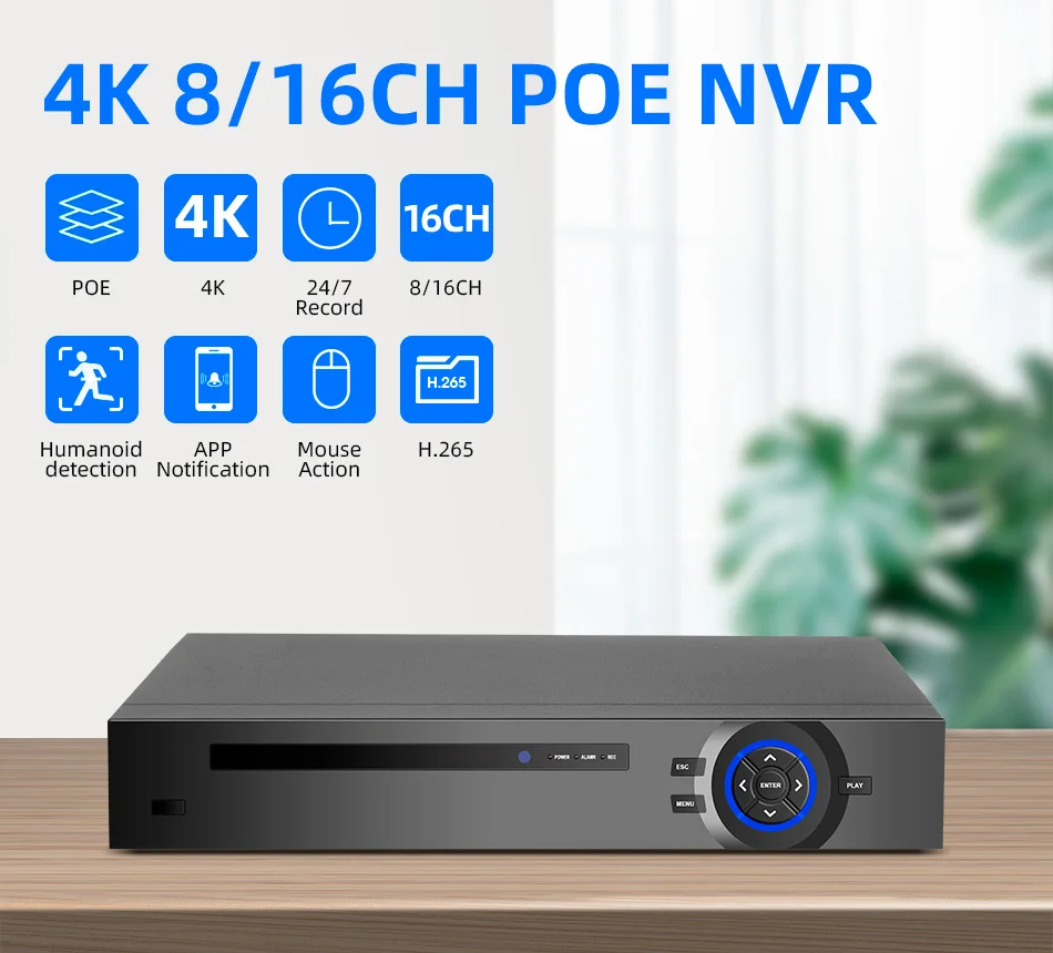 KERUI 6MP POE Camera Dual Screen CCTV 16CH Surveillance NVR System With ...