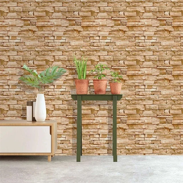Udk 3d Concrete Bricks Pattern Pvc Waterproof Wall Stick Paper Self ...
