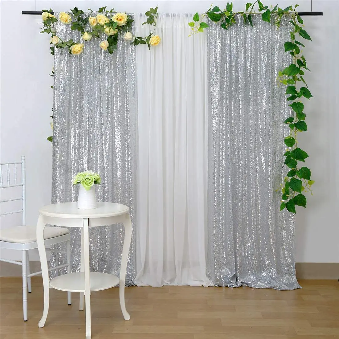Sparkling Sequin Nylon Curtains Glittering Background for Dessert Table ...
