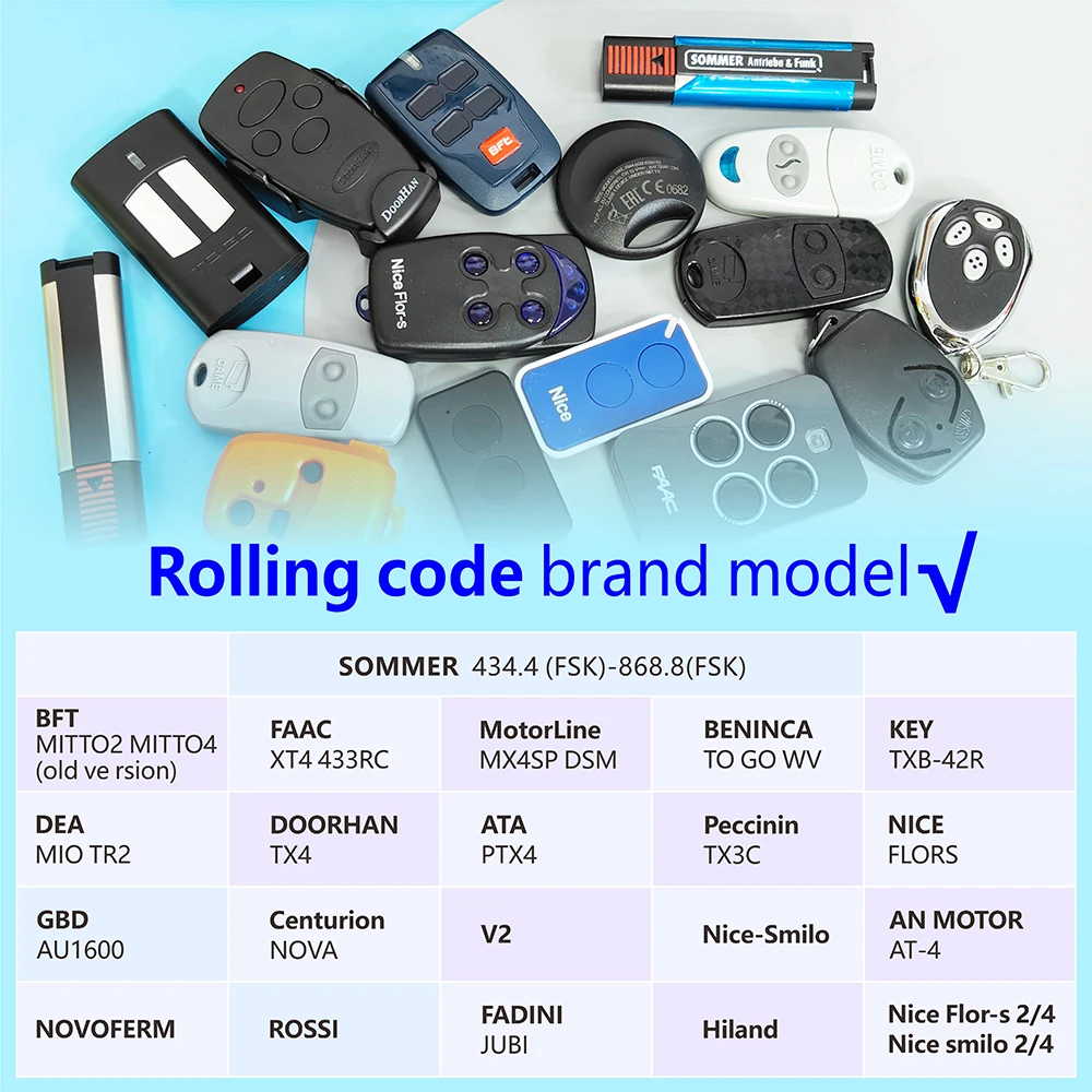 8 in 1 Clone Remotes Multi-Frequency Rolling Code 290-915MHz Chargeable ...
