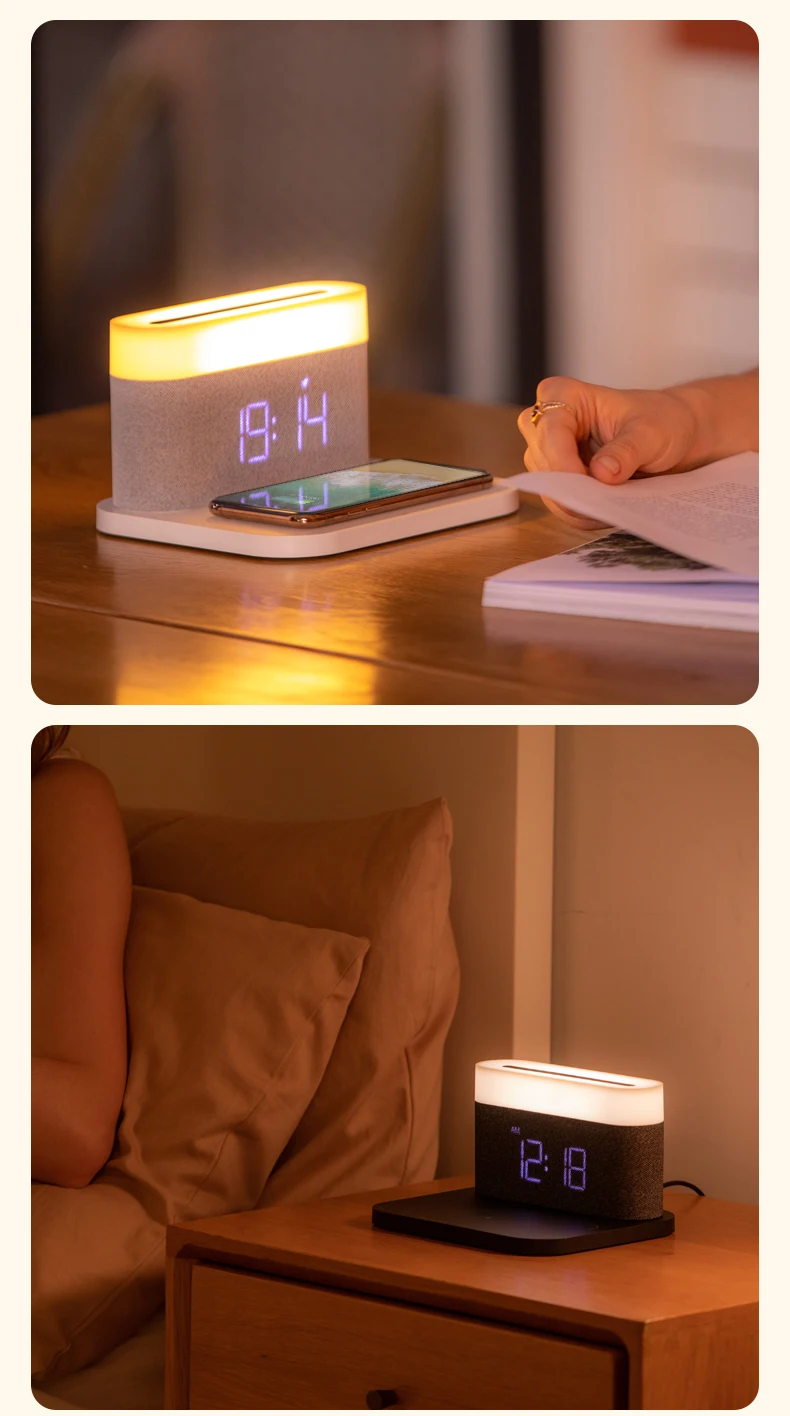 Multifunctional Wireless Charger Adjustable Night Light With Digital ...