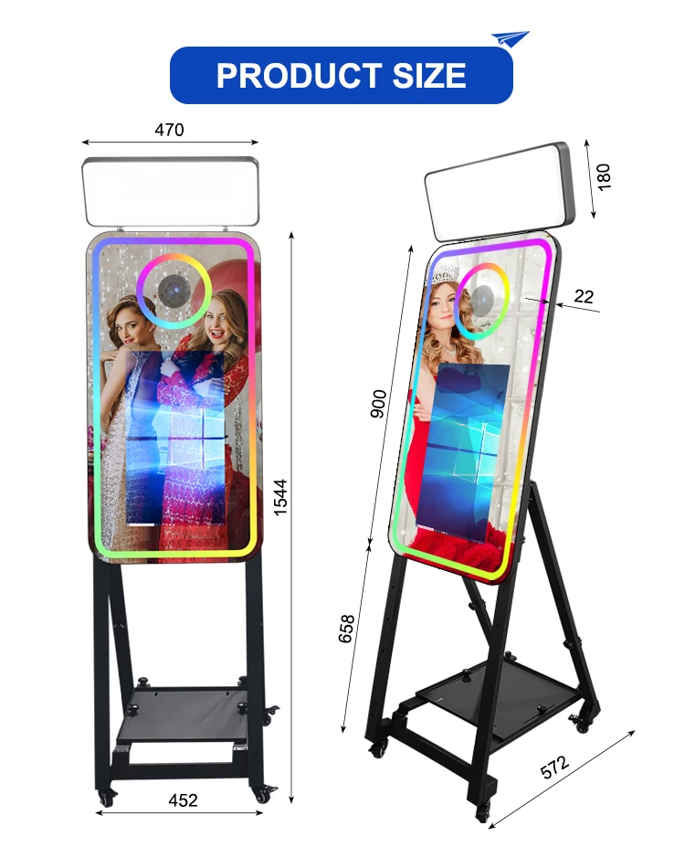 Newest Magic Mirror Photo Booth with 40 Inch Ring Light, Touch Screen ...