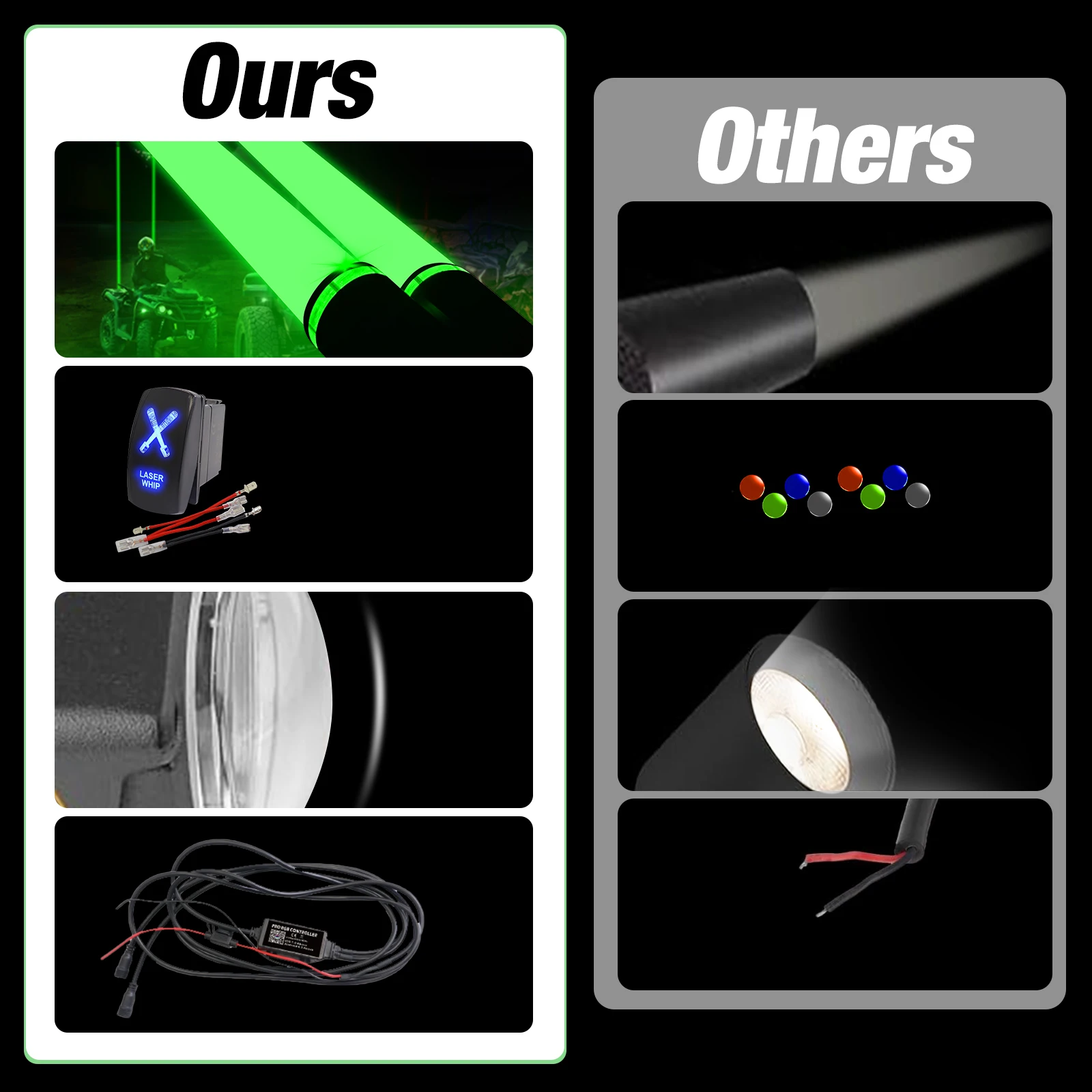UTV Bright Laser Whip Lights - RGBW Laser Pod Antenna