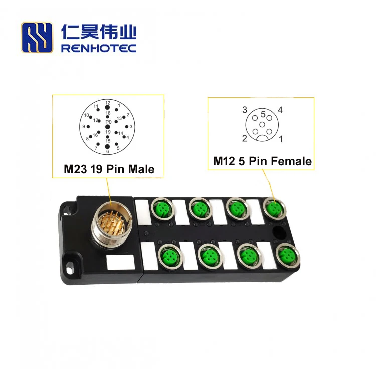 8 Ways Electrical Distribution Box M12 Connector 5 Pin