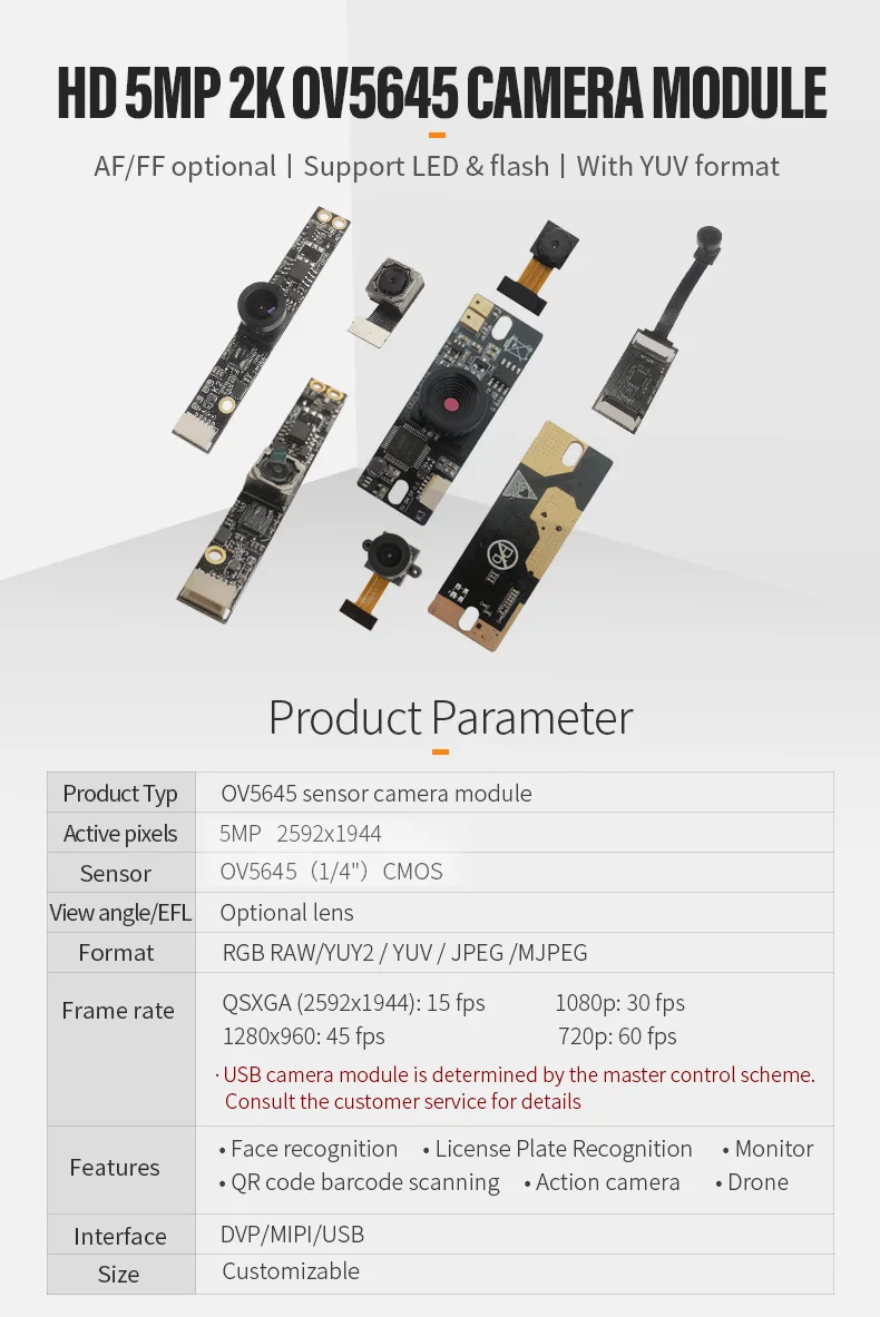 5MP Camera Module - High Quality HD 1080P DVP Mipi CSI