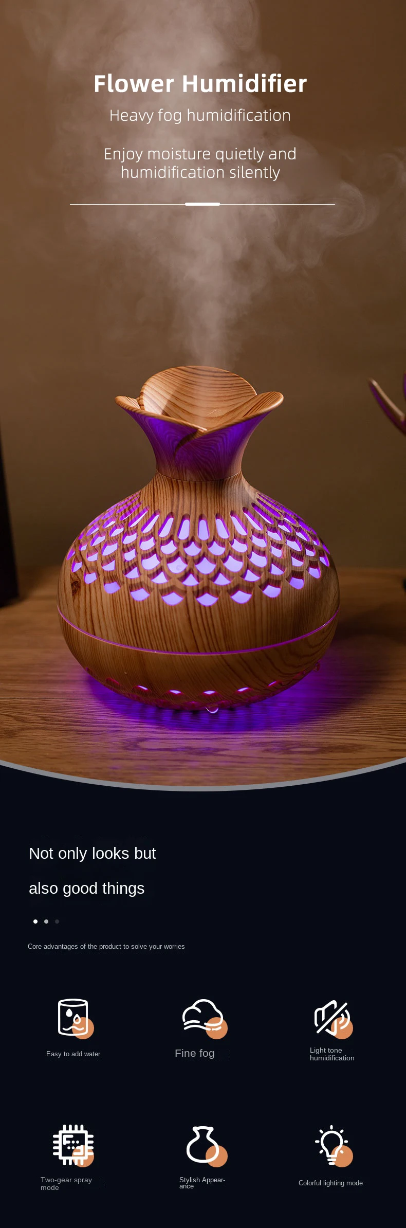 Flower Air Humidifier - Portable USB Rechargeable Diffuser