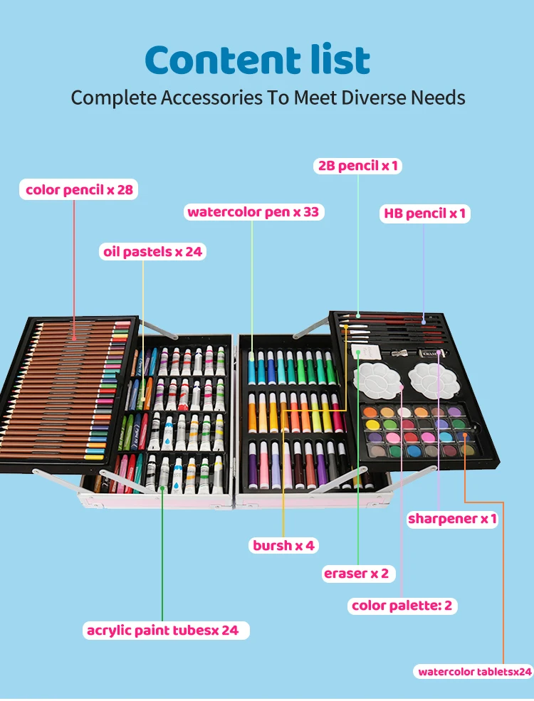 145 Pieces Deluxe Art Drawing Kit For Kids Educational Activity Diy ...