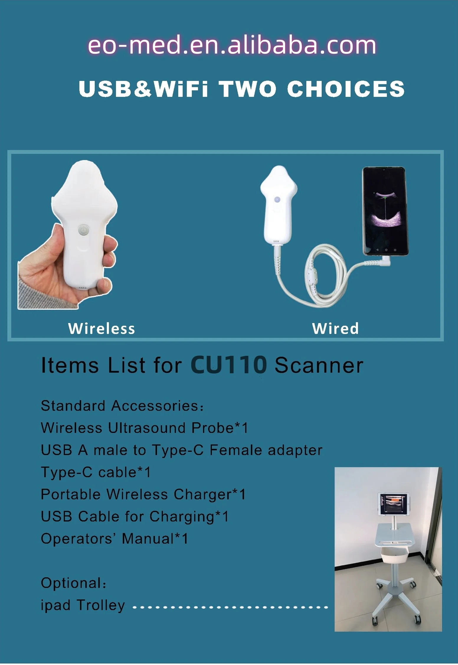 Hospital Usb&wifi Wireless Ophthalmic Ultrasonic Scanner Color Doppler ...