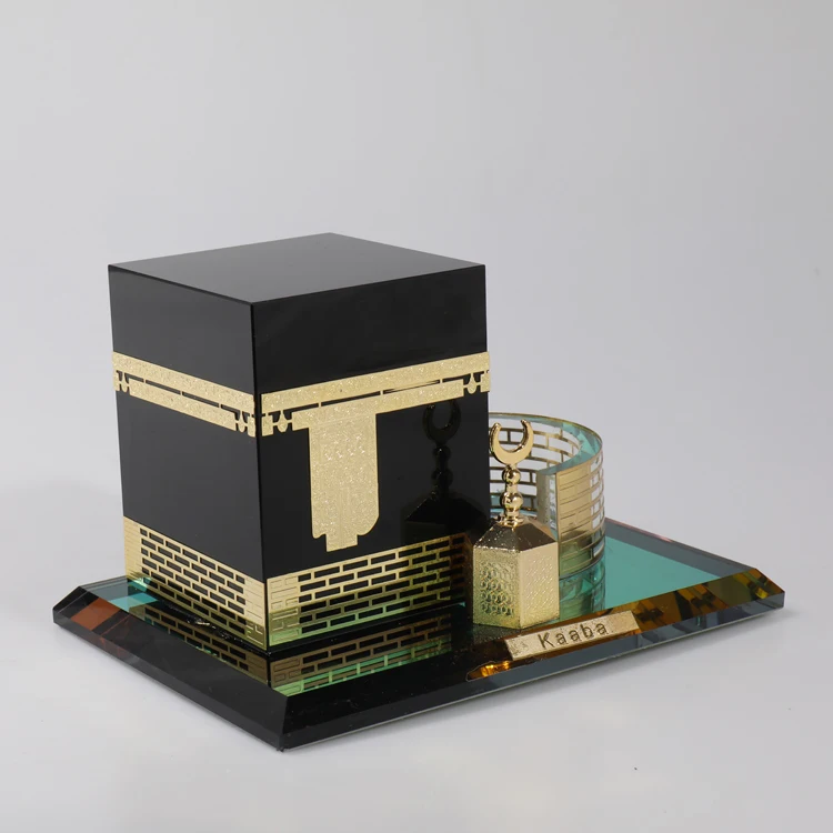 Kaaba Makkah Crystal Gold Glass Ornament - Islamic Gift for Home Décor ...