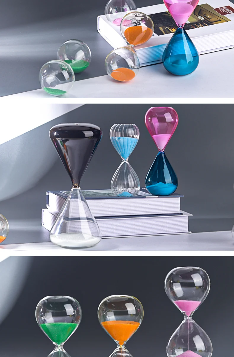 Hand Blown Colored Sand 5min Glass Hourglass - Modern Design