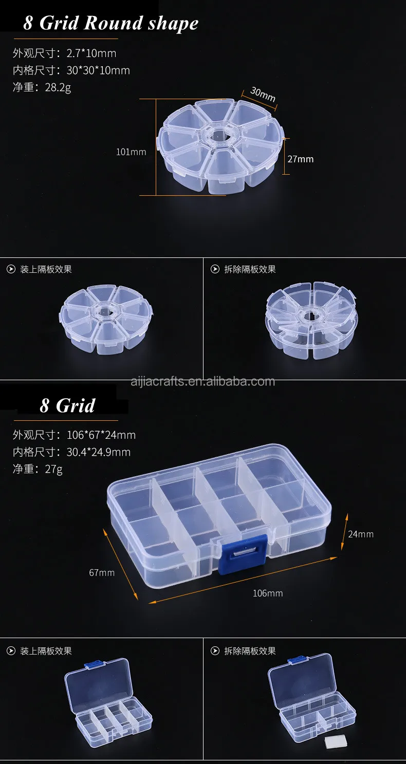 Organizer Box Clear Plastic Adjustable Compartments Storage Container ...