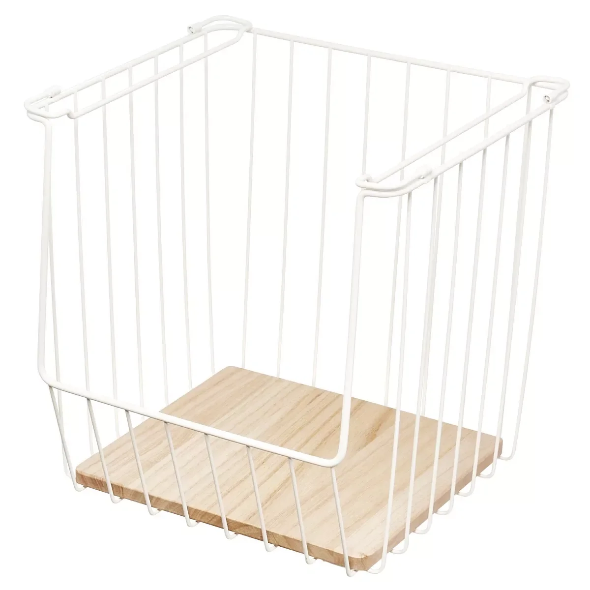 Wood Bottom Open Wire Kitchen Storage Basket - Buy Metal Storage Basket ...