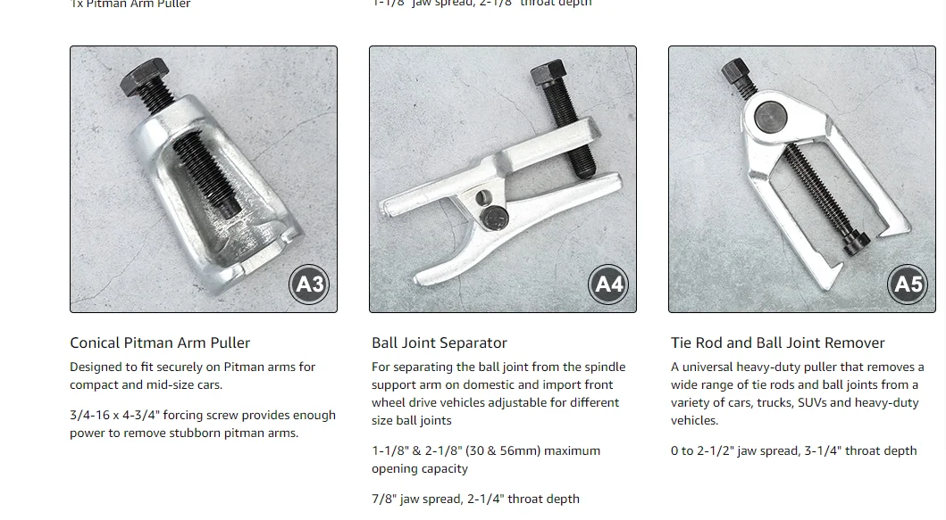 Car Front End Service Tool - Tie Rod Puller & Ball Joint Splitter
