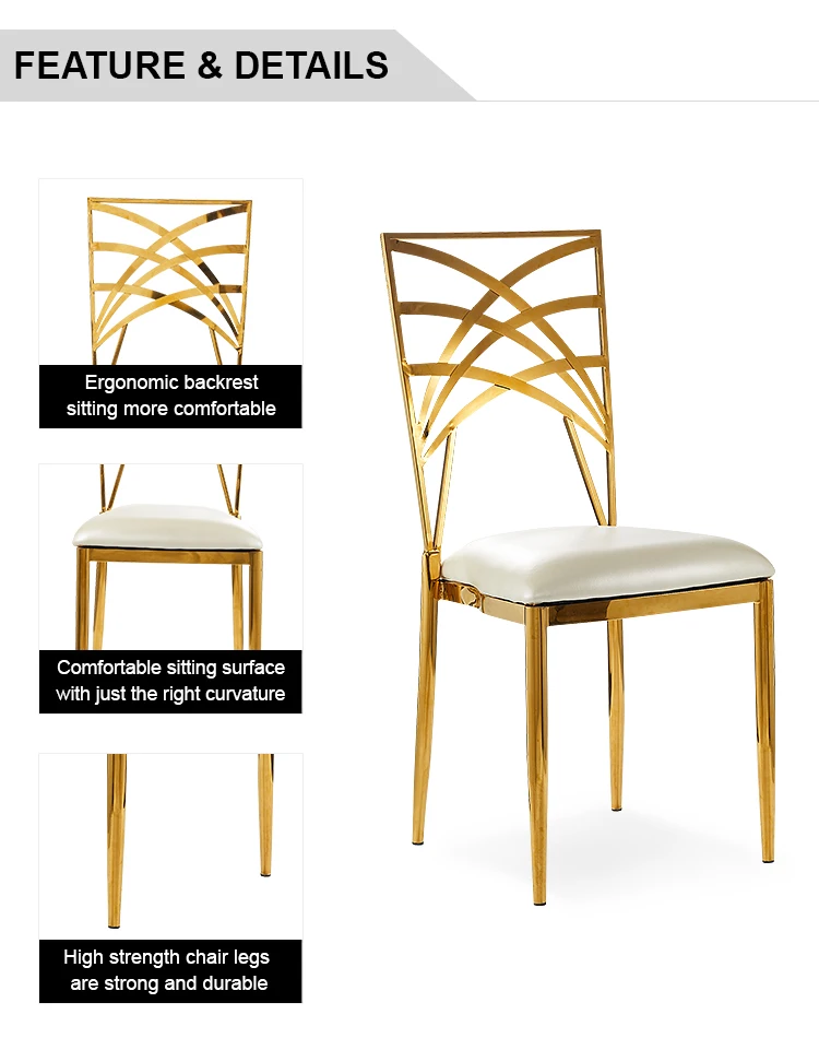 Wholesale Modern Luxury Stacking Iron Crossback Chair Gold Metal ...