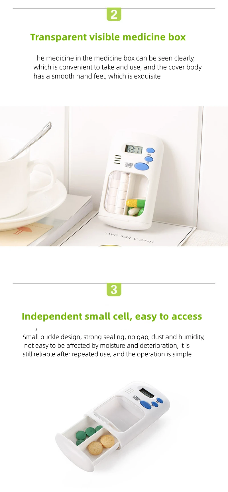 Electronic Medicine Box - Reminder Alarm Timer Pill Case