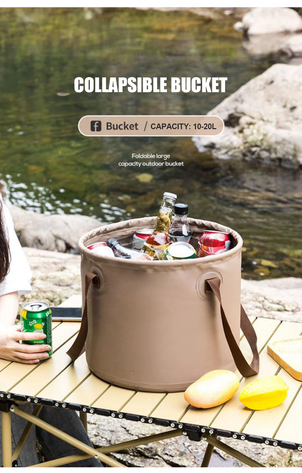 20 Litres Foldable Bucket Fishing Bucket Camping Water Container ...