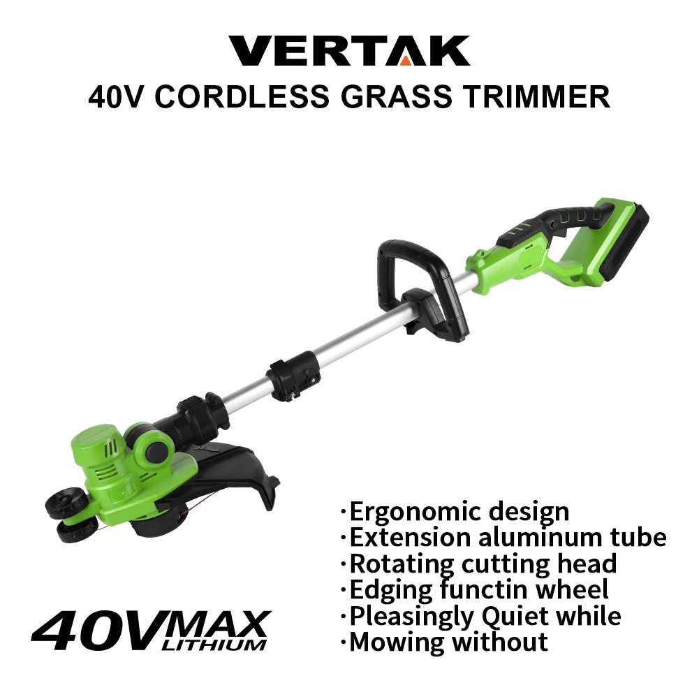 Vertak Cordless 40V Garden Weed Trimmer Machine Telescopic Handle Light ...