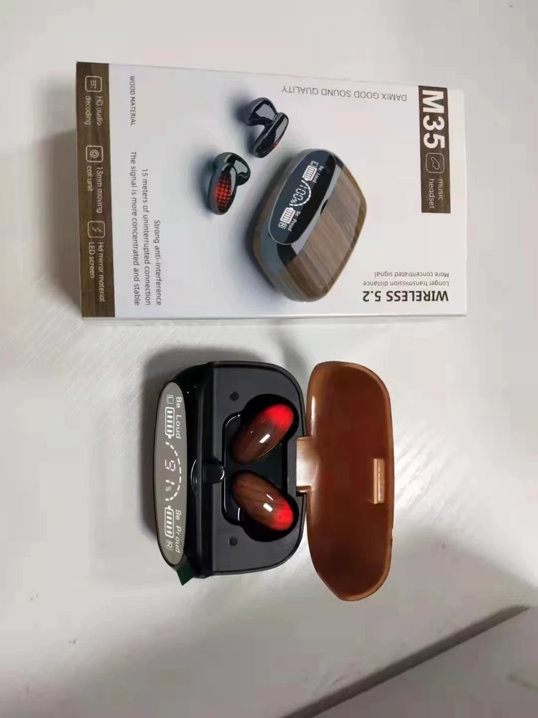 2022 Best Quality Earphones M35 Wood Design Bt 5.2 Reloj Audifonos ...