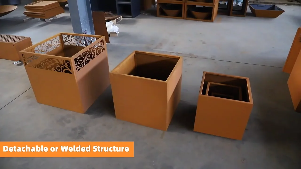 Customized Rusty Garden Box Outdoor Rectangular Metal Flower Pot ...