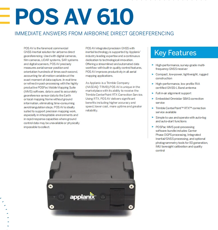 Applanix POS AV Inertial Navigation System: RTK GNSS Receiver for ...
