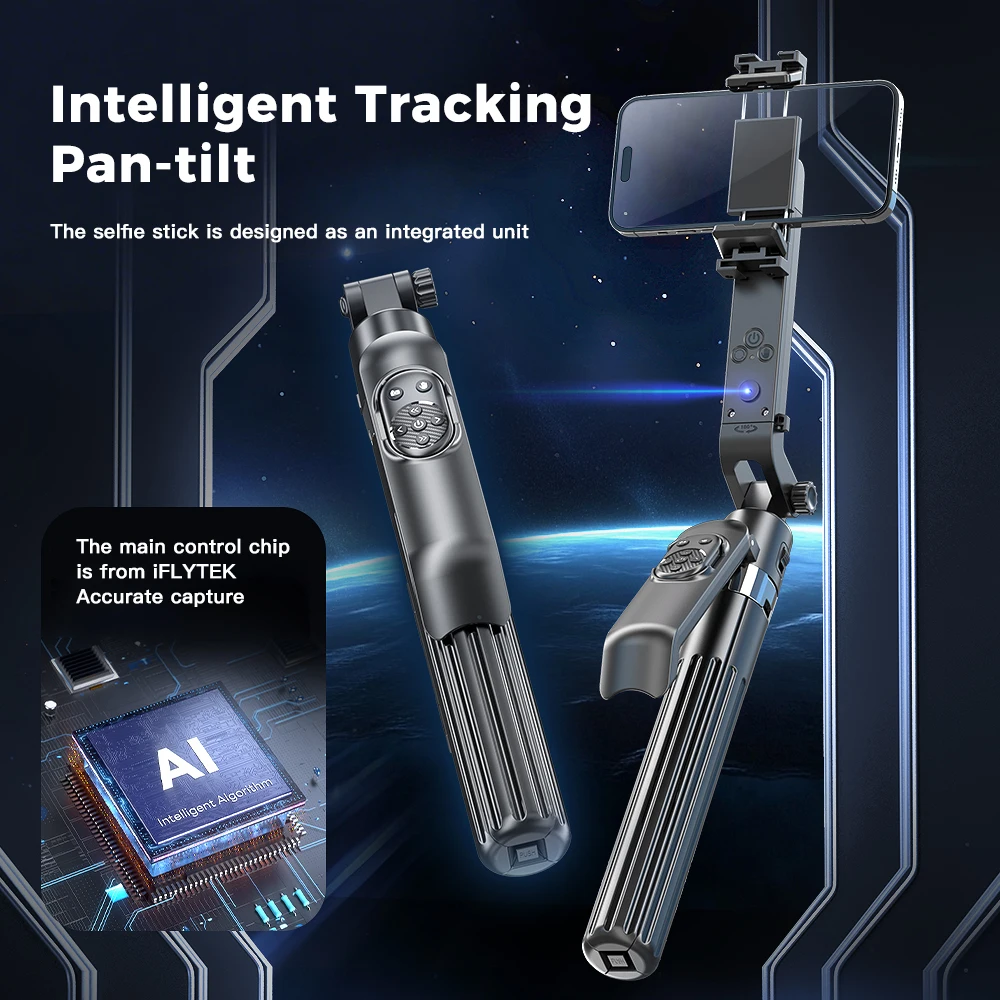 Q515TK 1.8M 360. AI Smart Selfie Stick With Light Tripod BT Remote ...