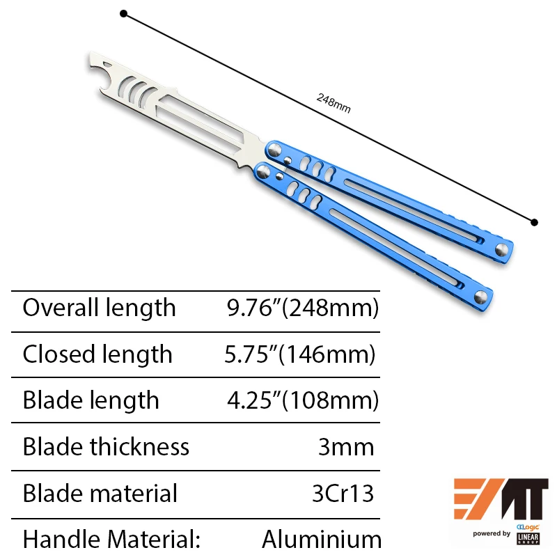 Camping Non-Sharp Blade Tactical Folding Training Knife Aluminum Handle ...