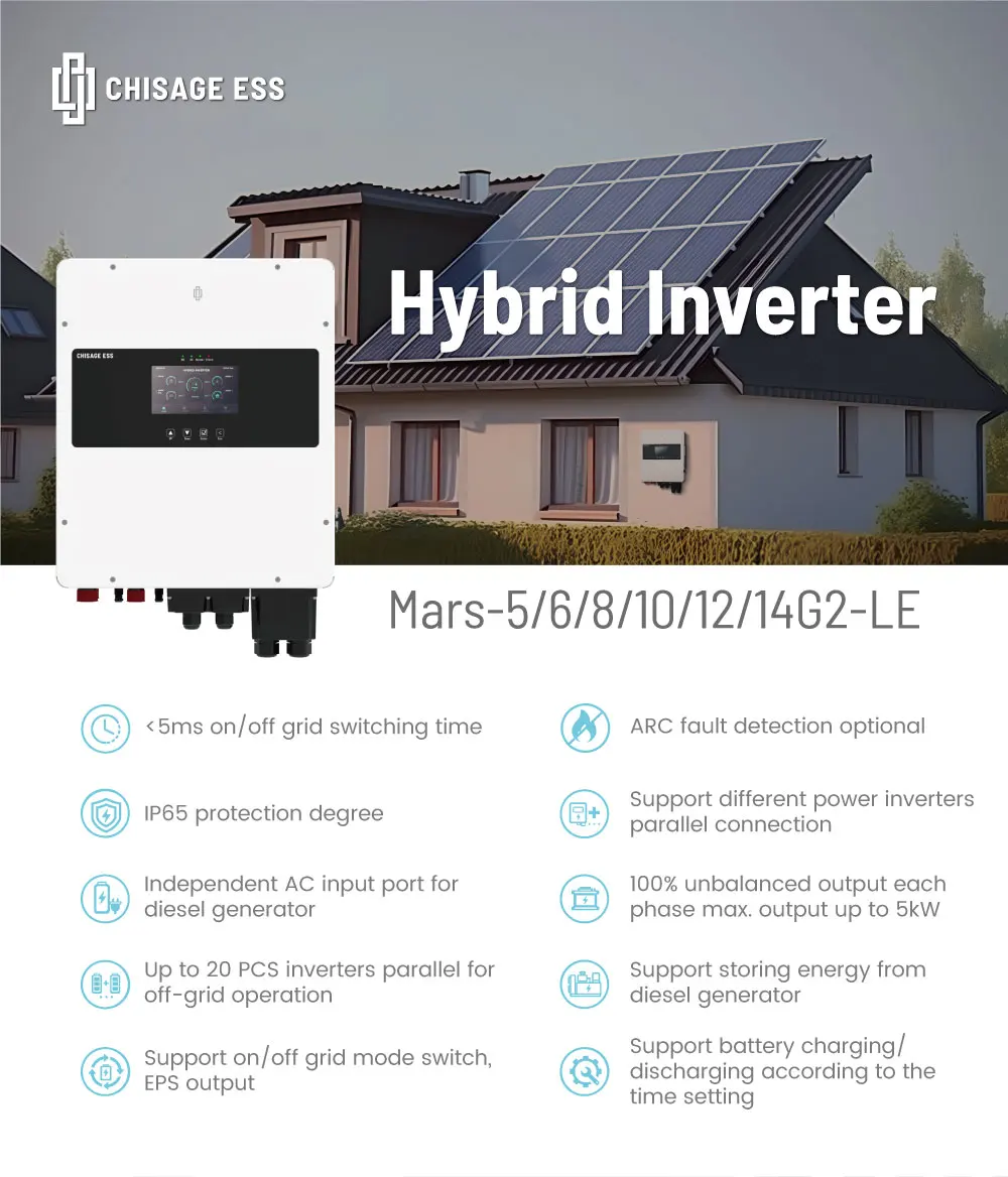 Wholesale 5kw-14kw Plug and Play 3 Phase Solar Hybrid Inverter - Chisage ESS Mars-14g2-le