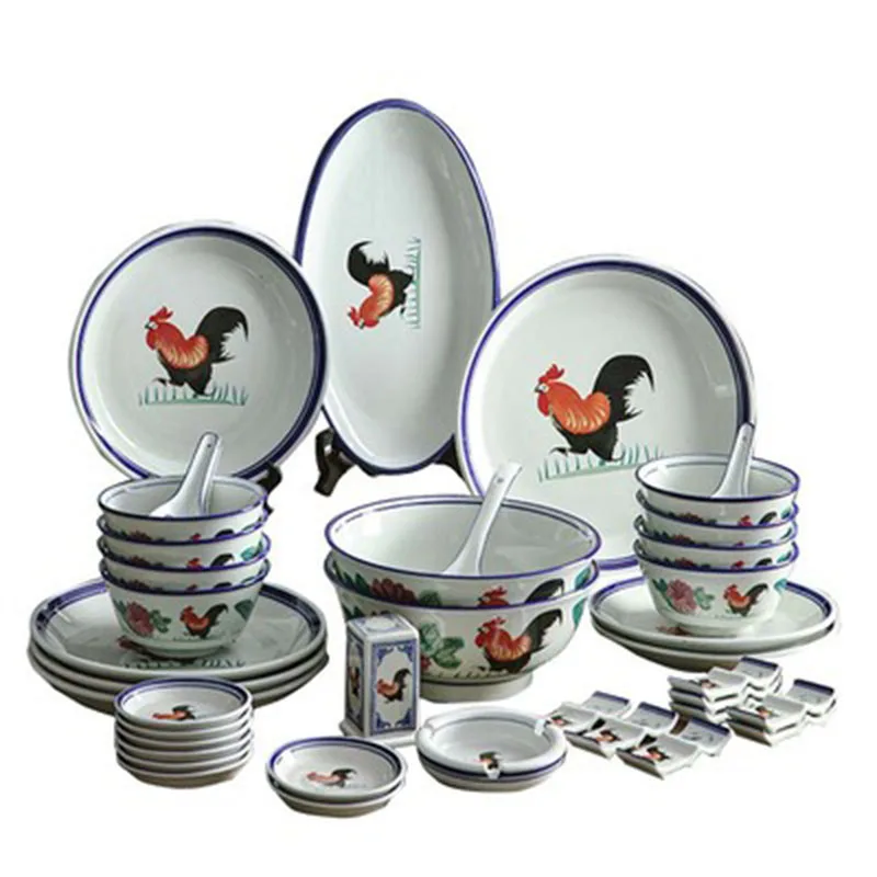 Vintage Chicken Rooster Design Dinner Set China Ceramic Melamine ...