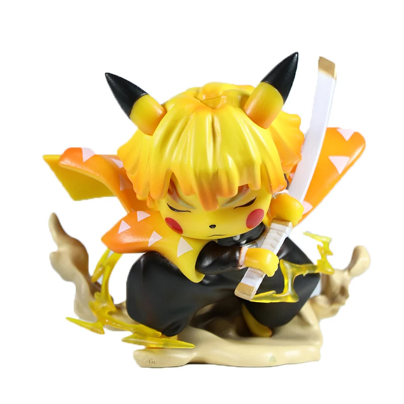 Hot Sale Demon Slayer Agatsuma Zenitsu Cos Pikachu Anime Pvc Model Toys ...