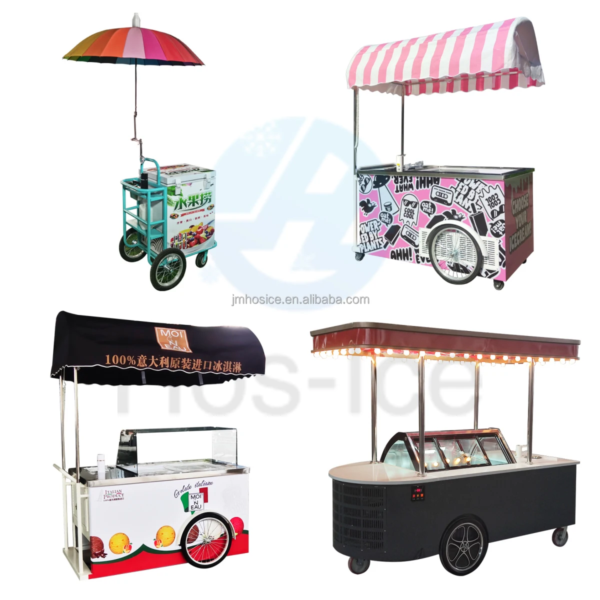 Italian Style Gelato Push Cart Ice Cream Cart For Outdoor Ice Cream ...