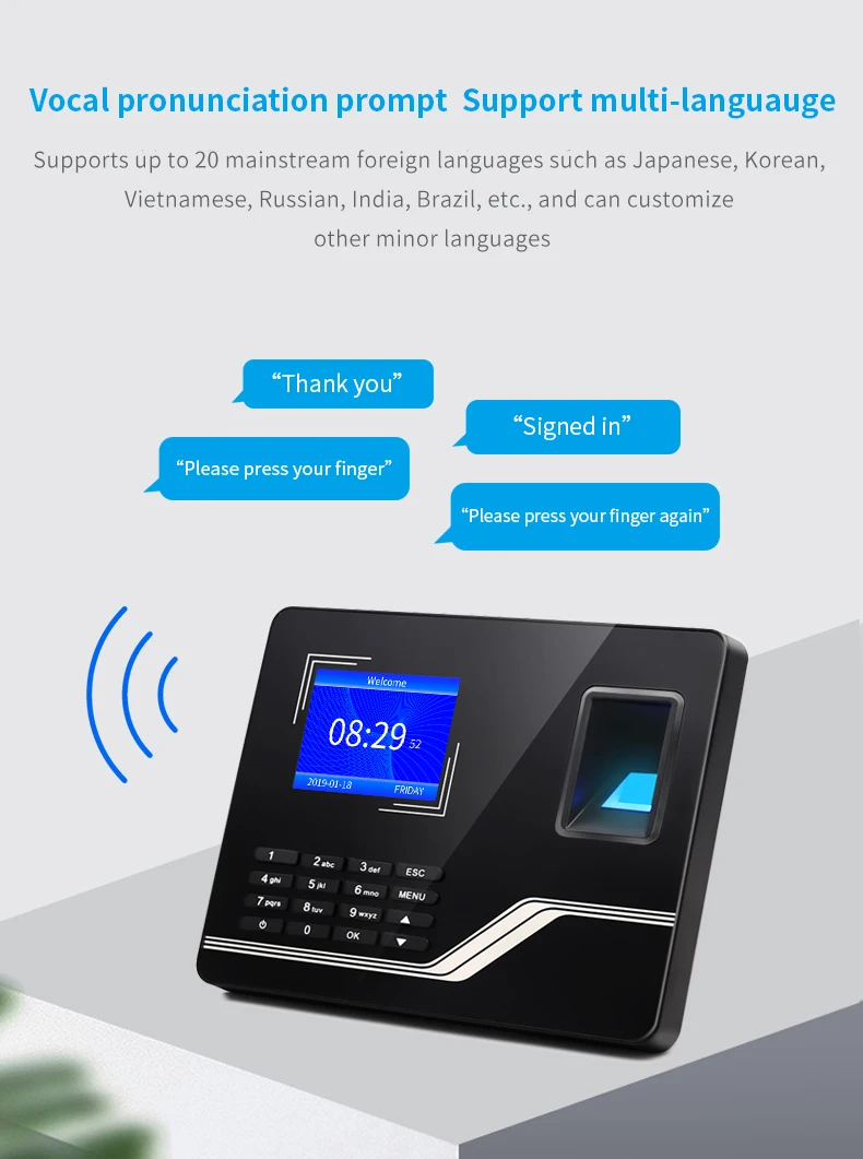 Smart TCP IP Fingerprint Time Clock Machine for Attendance