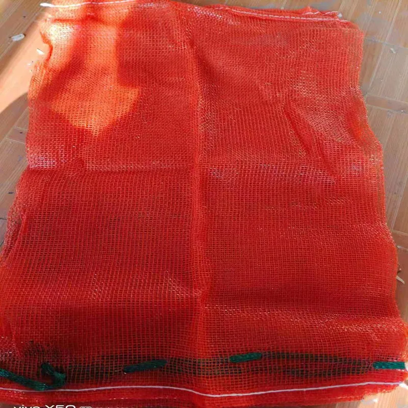 High Quality Orange Pp Mesh Bag For Vegetables With Drawstring Leno ...