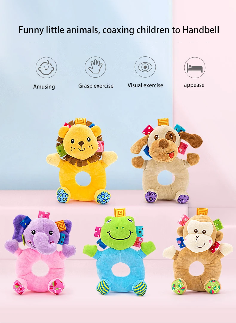 Plush Dogs Baby Soft Rattle Toys,Fabric Ring Rattles Shaker,Infant ...