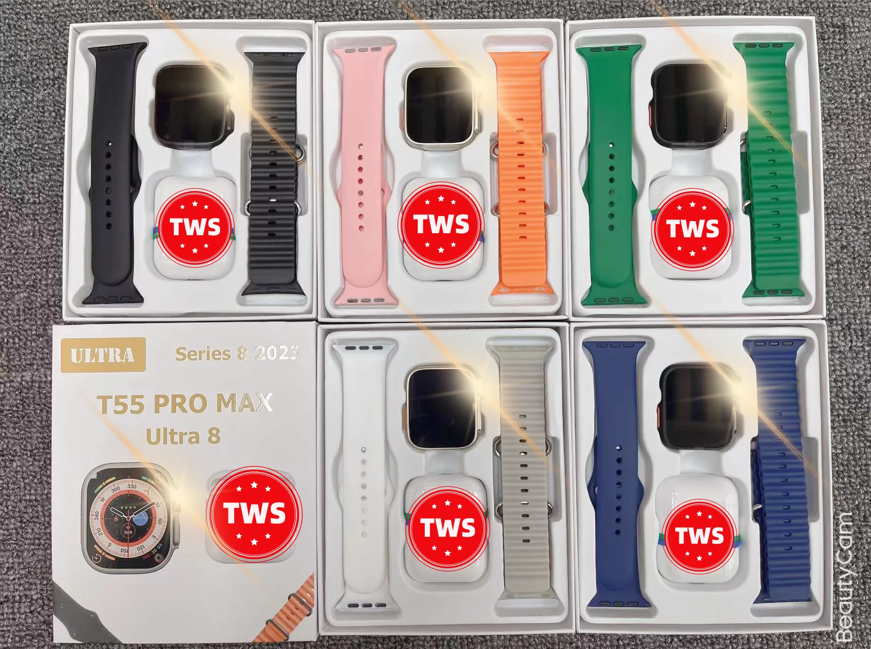 Best Selling 2 In 1 Smart Watch T55 Pro Max Ultra 8 With High-quality Earphone Double Strap ...