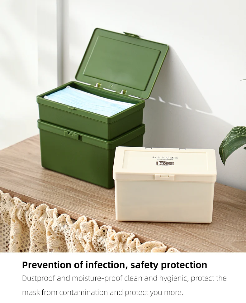 Shimoyama Green And Beige Face Mask Sheet Storage Box Organizer For ...