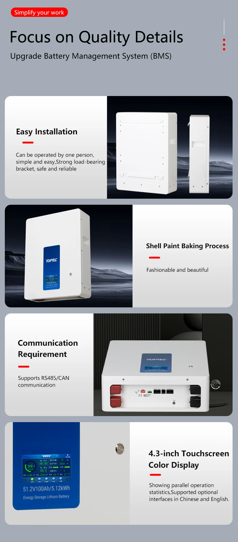 Toptec 48v/51.2v Energy Storage System Off Grid Energy Storage System ...