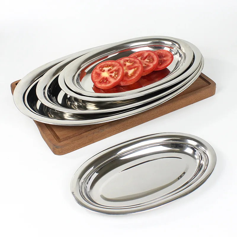Heavy Duty Mirror Polish Stainless Steel Lunch Oval Tray Fish Tray ...