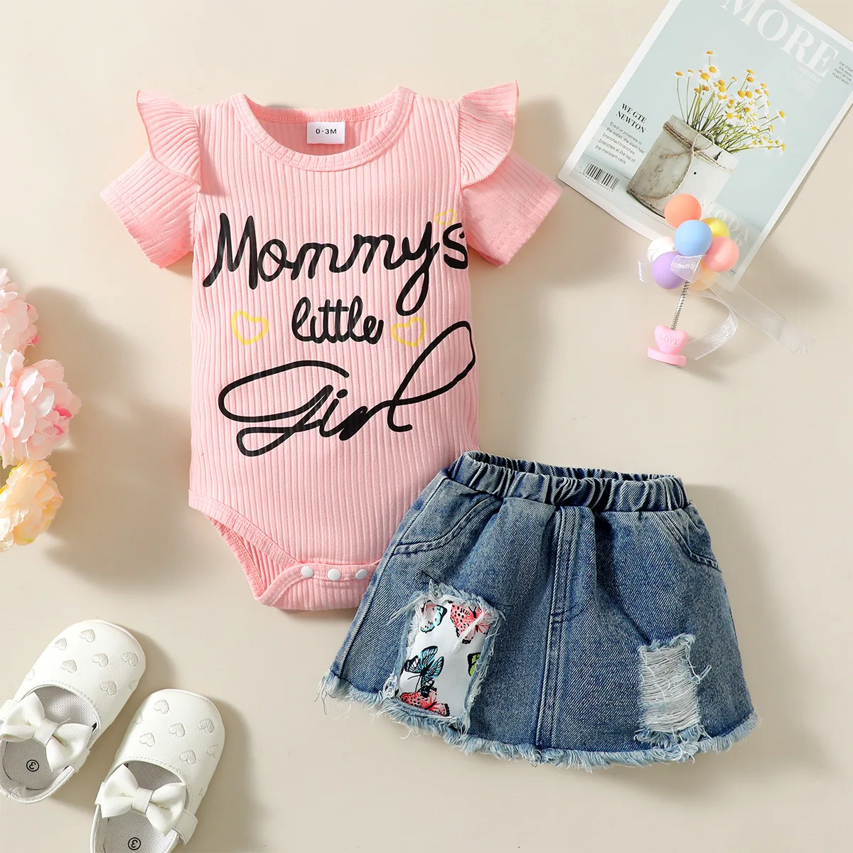 Infants Printed Short Sleeved Baby Girl Romper 2pc Set 1 Year Old Baby ...