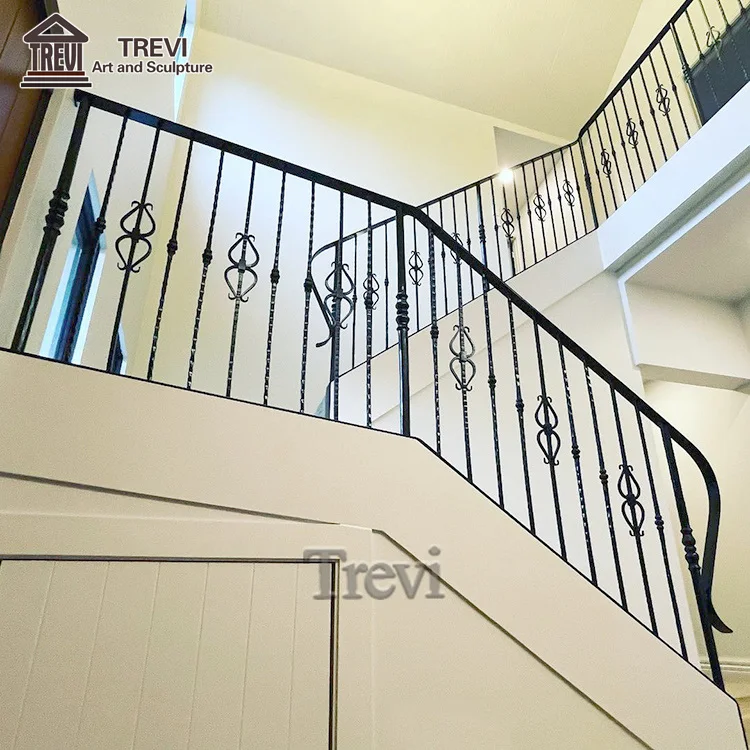 Modern Villa Indoor Simple Design for Black Iron Stairs Railing