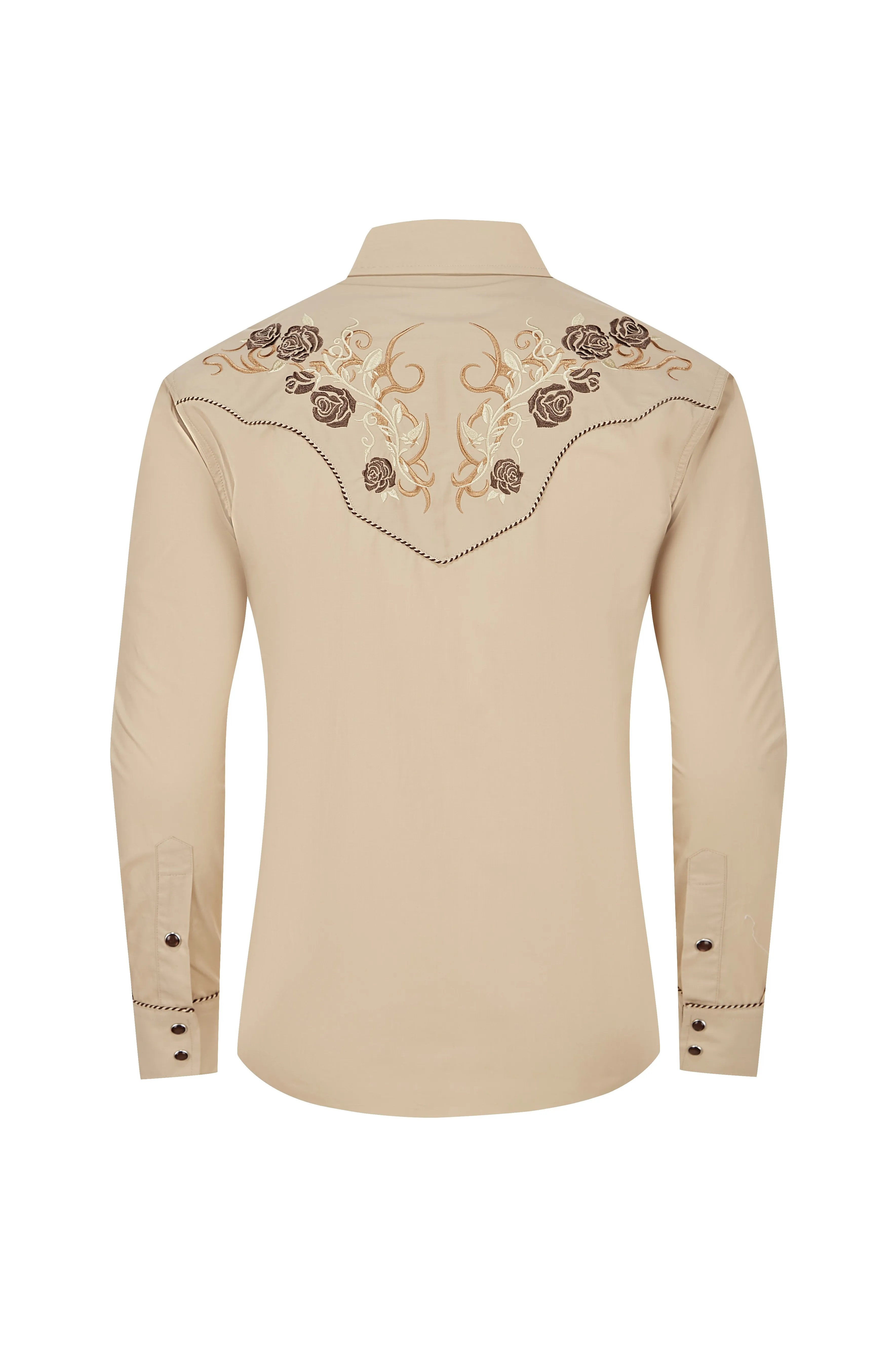 Western Embroidered Cowboy Shirts For Men's Snap Button Long Sleeve ...