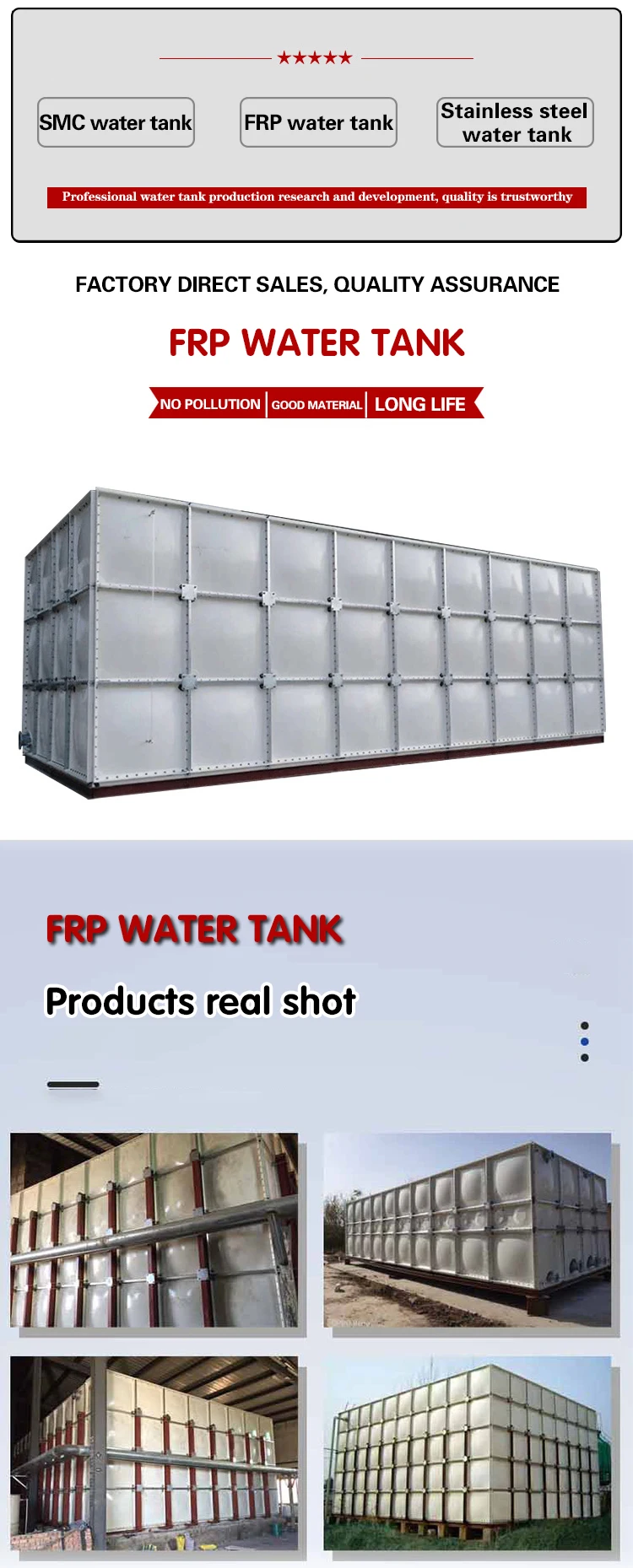 Smc/bmc Frp Fiberglass Water Tank High-speed Railway Compatible Water Treatment Machinery - Buy ...