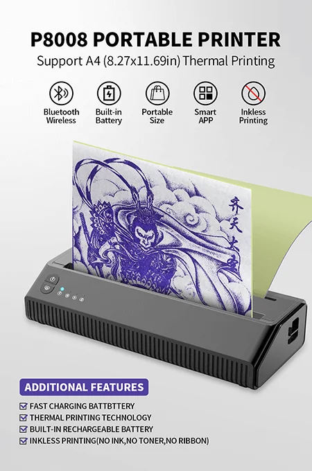 Mht-p8008 A4 Bluetooth Tattoo Stencil Printer Thermal Copier Machine ...