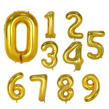 Ht Balloons 40 Inch Number Foil Balloons Gold Aluminium Happy Birthday ...