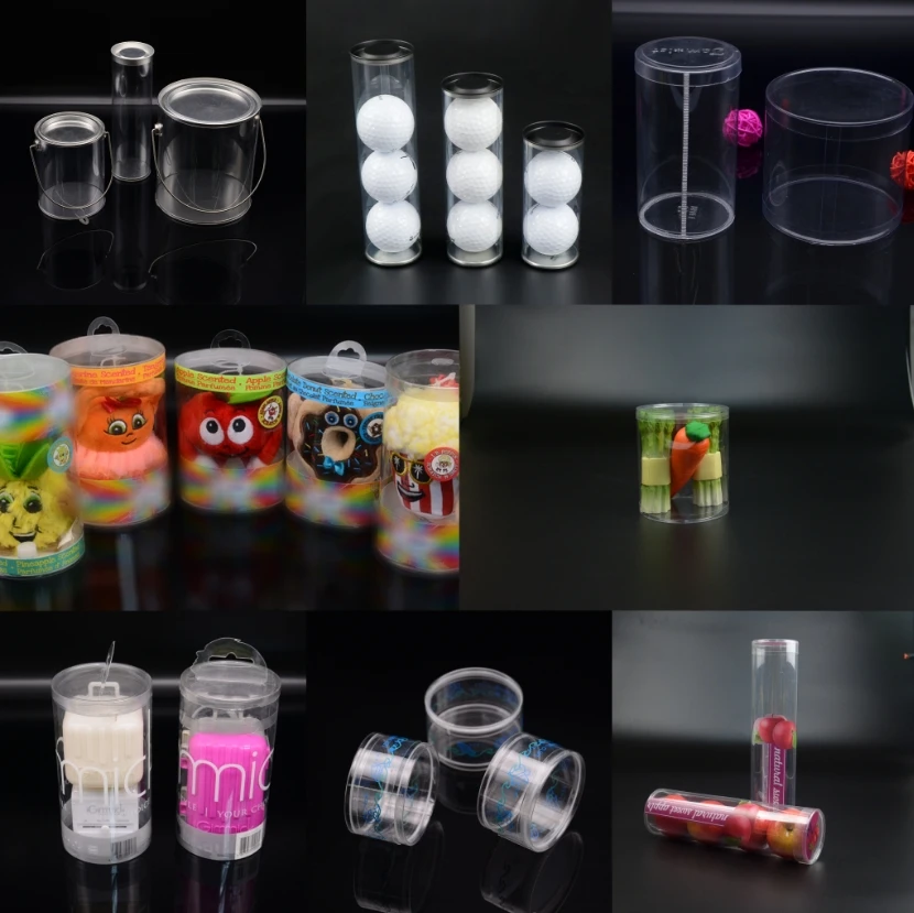 PET Acetate Tube Plastic Round Cylinder Cookie Box Custom Packaging for ...